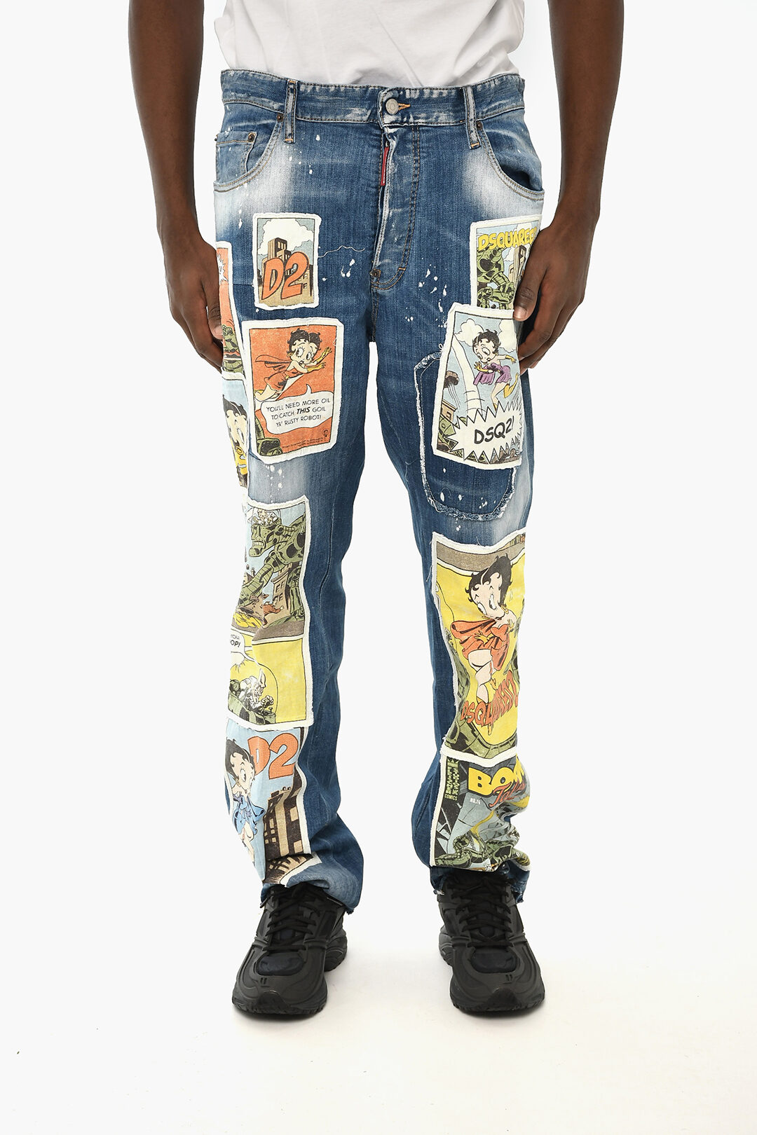 Dsquared2 Distressed Effect 624 Jeans with Betty Boop Patch 20cm men ...