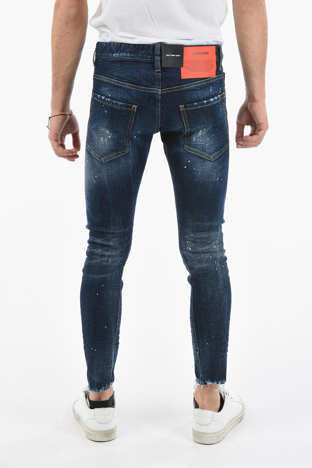 Dsquared2 Distressed Effect SEXY TWIST Denims with Logo patch 14,5cm ...