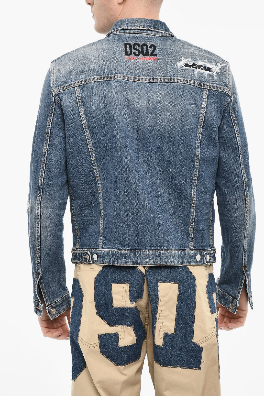 Dsquared2 Distressed Effect SMURFS Denim Jacket men - Glamood Outlet