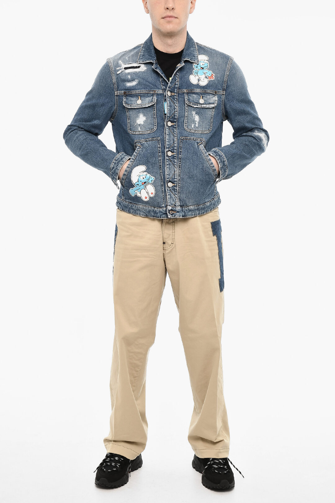 Dsquared2 Distressed Effect SMURFS Denim Jacket men - Glamood Outlet