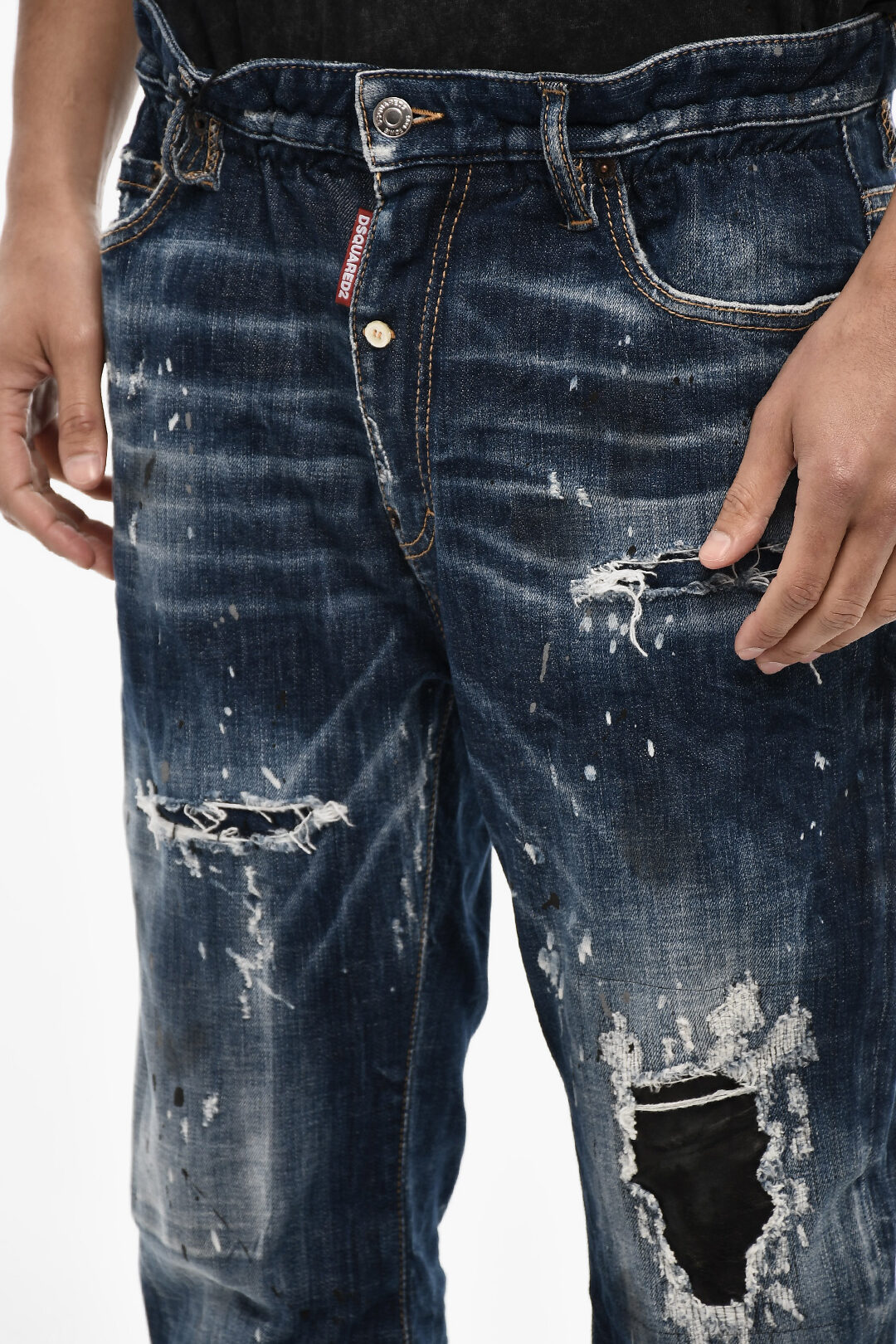 Dsquared2 Distressed Jeans with Leather Patches men - Glamood Outlet