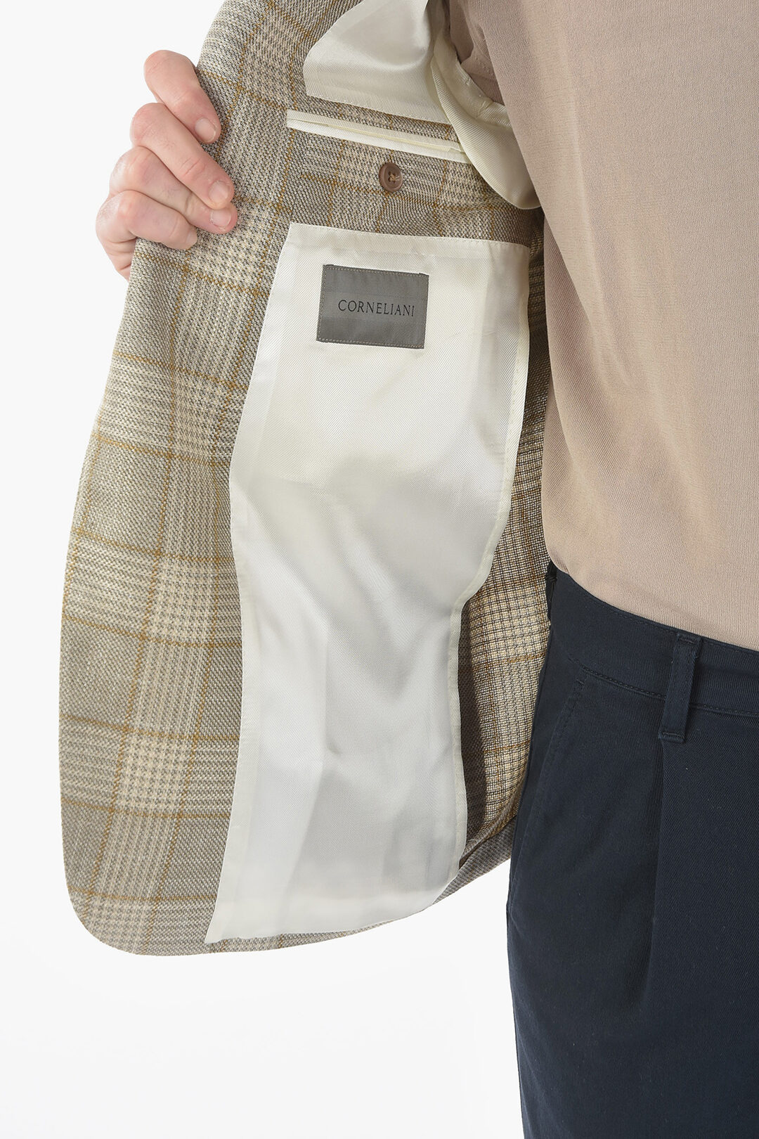 Corneliani District check GATE PRIMA LINEA side vents patch pocket 2 ...