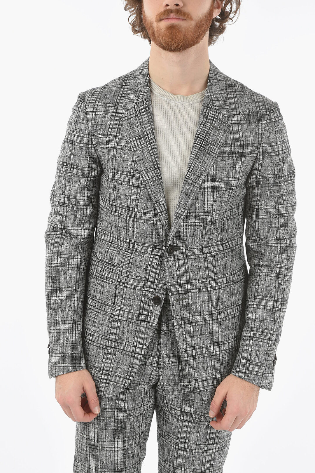 Corneliani district check LOOK belt loops 2-button suit men - Glamood ...