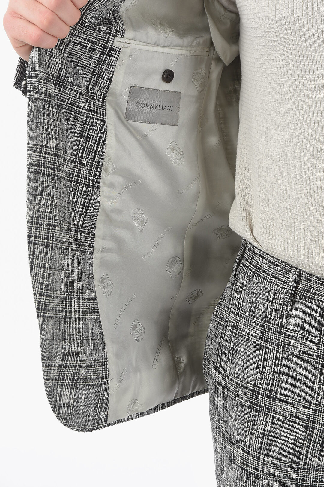 Corneliani district check LOOK belt loops 2-button suit men - Glamood ...