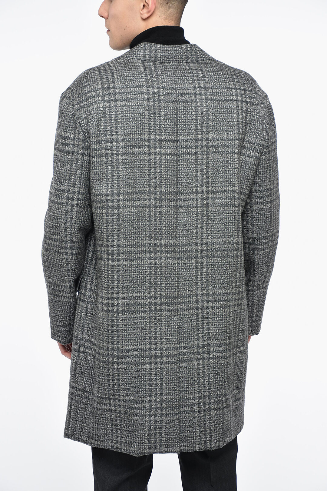 Lanvin District Check Virgin Wool Coat with Back Split herren Glamood Outlet