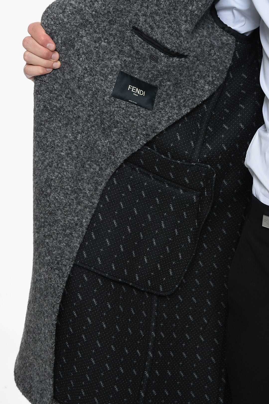 Fendi Double Breasted Alpaca Blend Coat With Flap Pocket men - Glamood ...