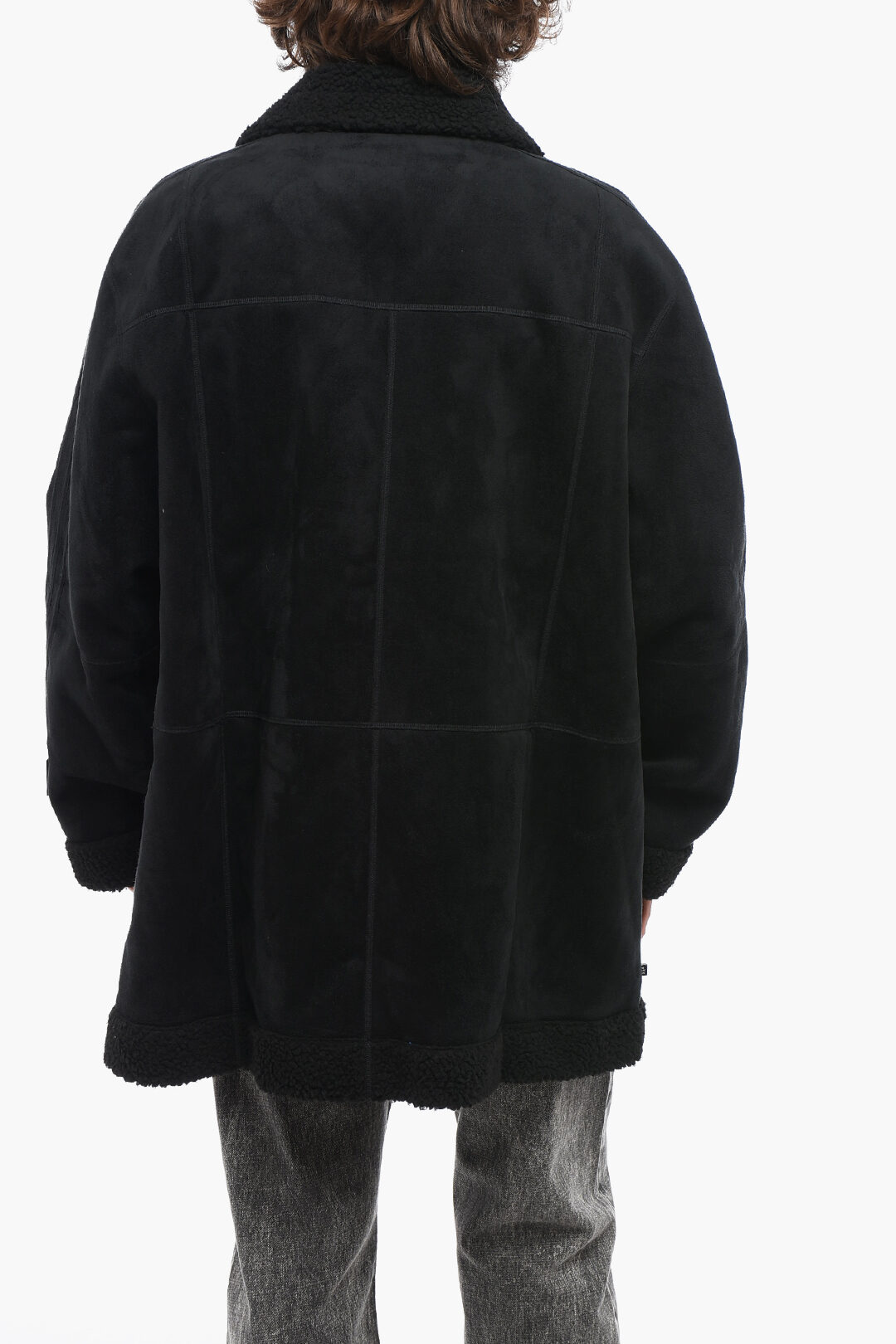 Adidas Double-breasted Eco-Shearling Coat with Patch Pockets men ...