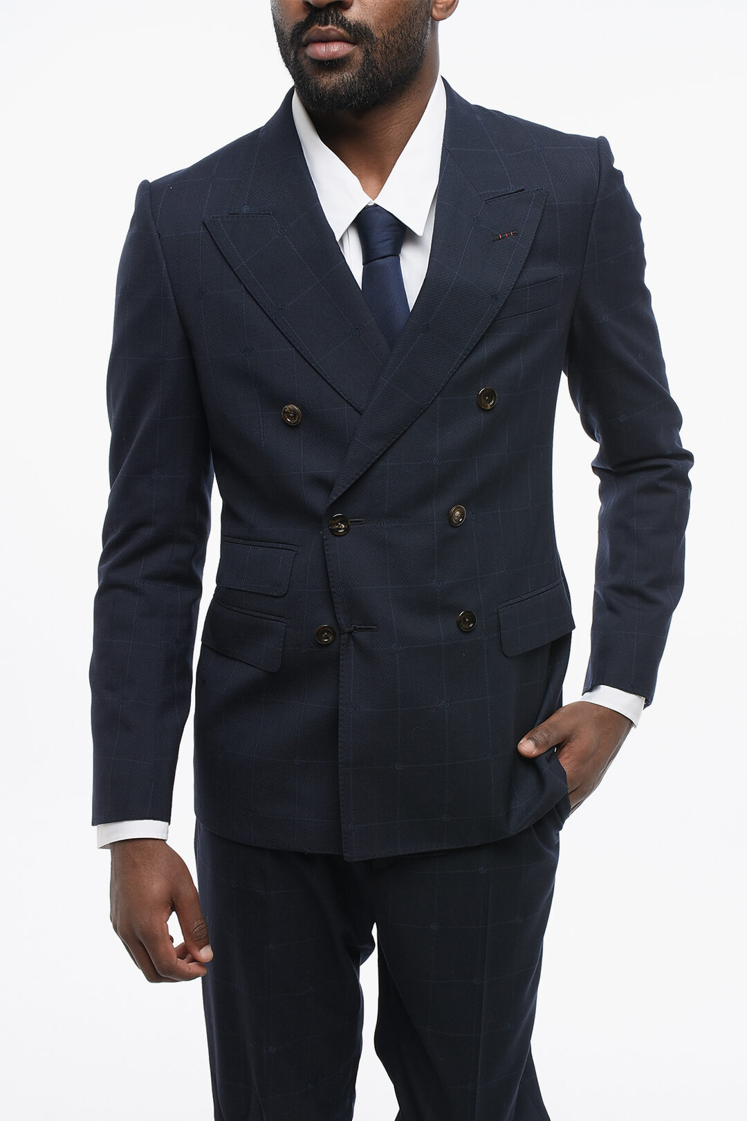 Gucci Double-breasted Monogram Jacquard Wool Suit men - Glamood Outlet