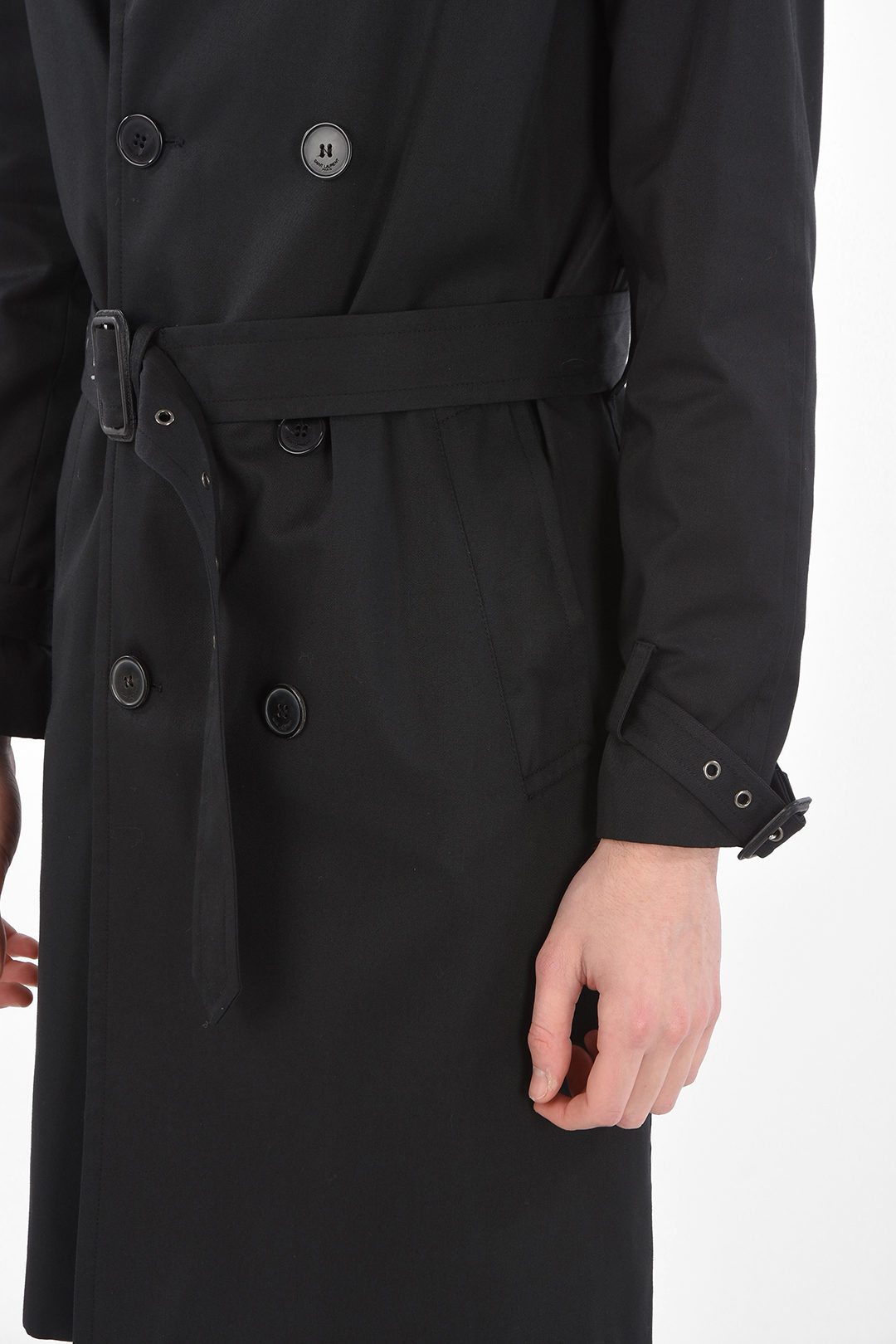Saint Laurent Double Breasted Raincoat with Belt men - Glamood Outlet