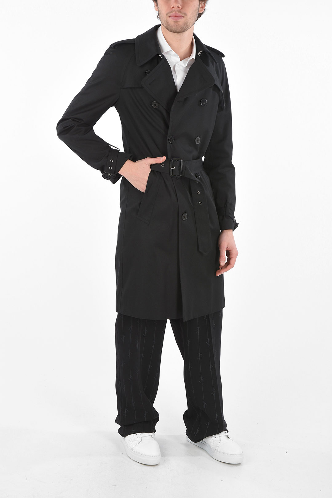 Saint Laurent Double Breasted Raincoat with Belt men - Glamood Outlet