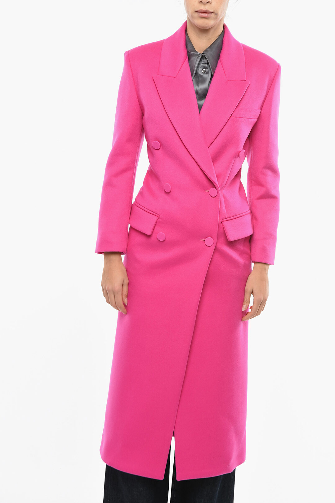 Valentino Double-breasted Wool Blend Coat with Covered Buttons women ...