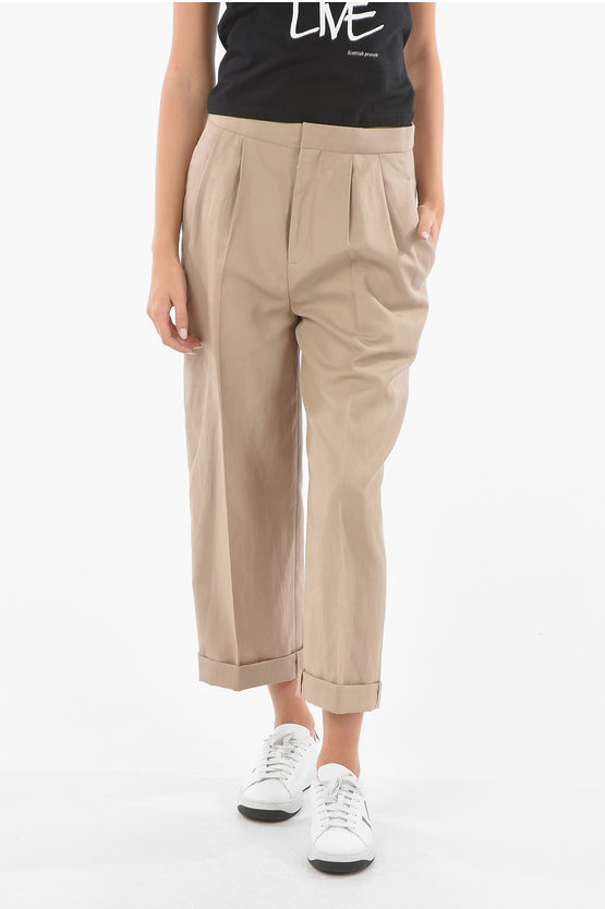 Neil Barrett Double Pleated Linen Blend Pants women - Glamood Outlet