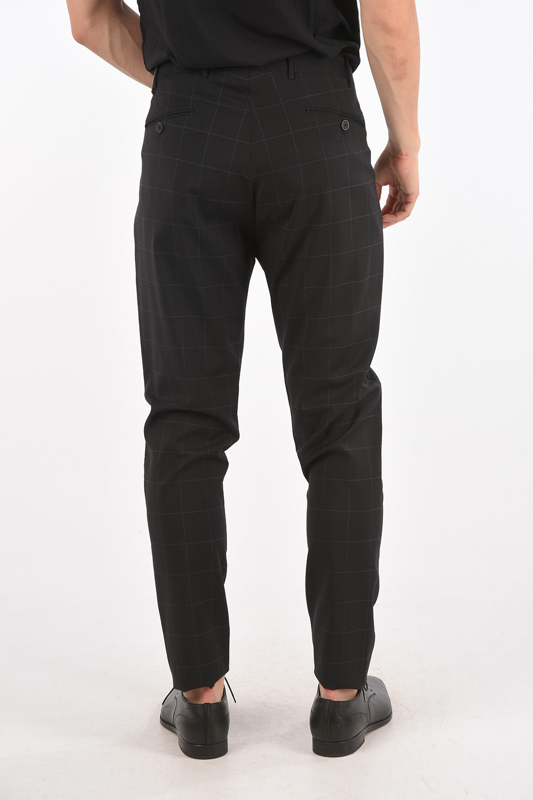Corneliani Double-pleated Slack Pants with Windowpane Check Pattern men ...