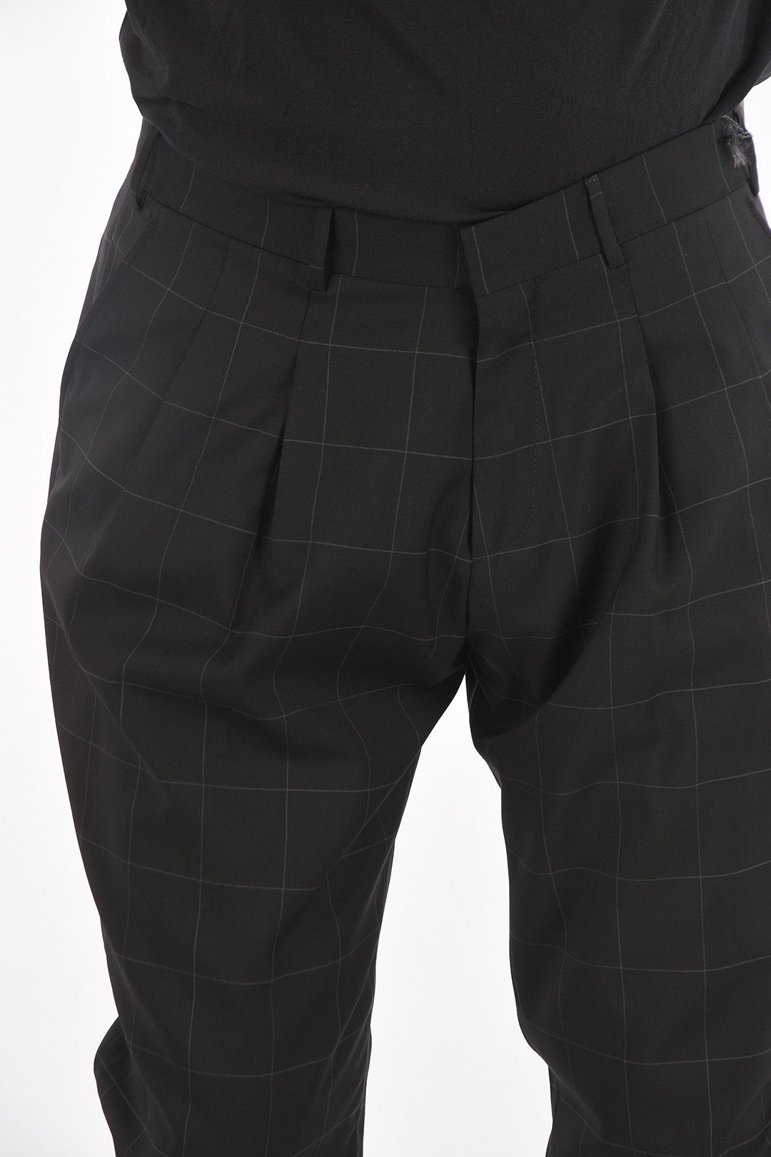 Corneliani Double-pleated Slack Pants with Windowpane Check Pattern men ...