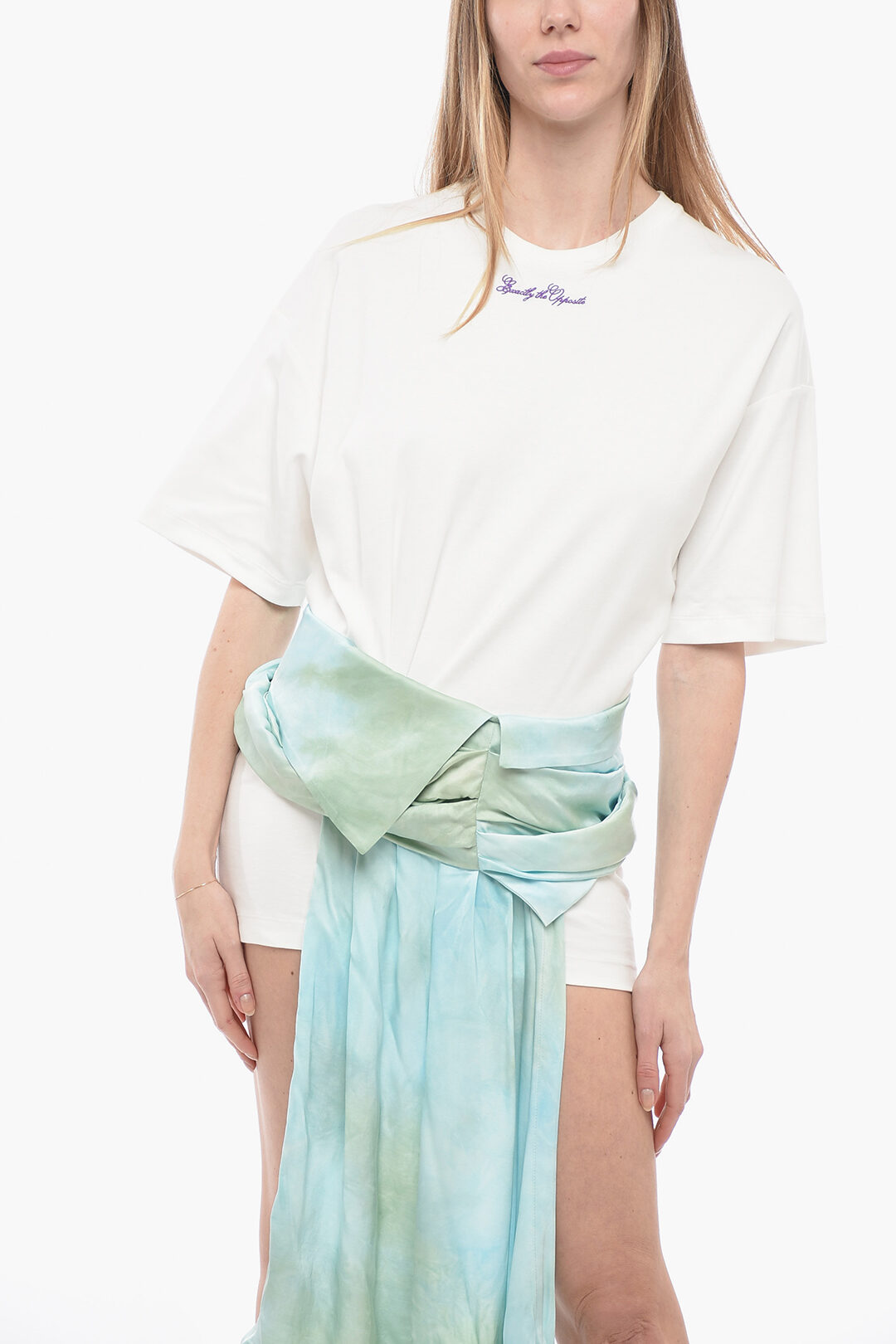 Off-White Draped Satin Skirt EXACTLY THE OPPOSITE Tee Dress women ...
