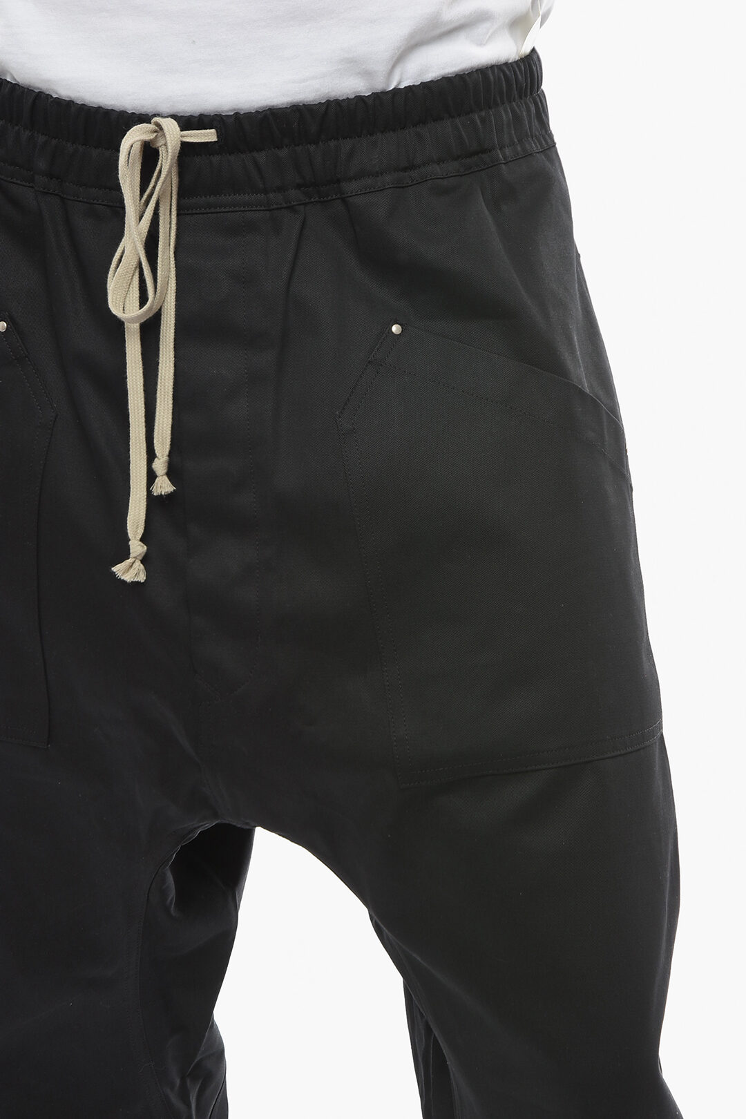 Rick Owens Drawstringed Cropped Trousers with Back Flap Pockets men ...