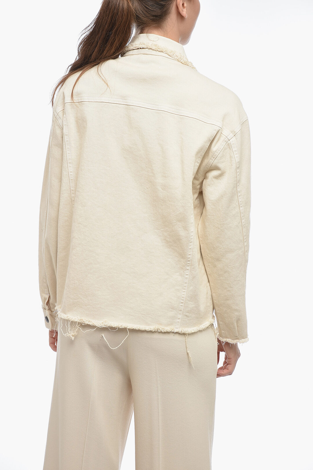 Julfer Dropped Shoulder Denim Jacket with Fringed Detail women ...