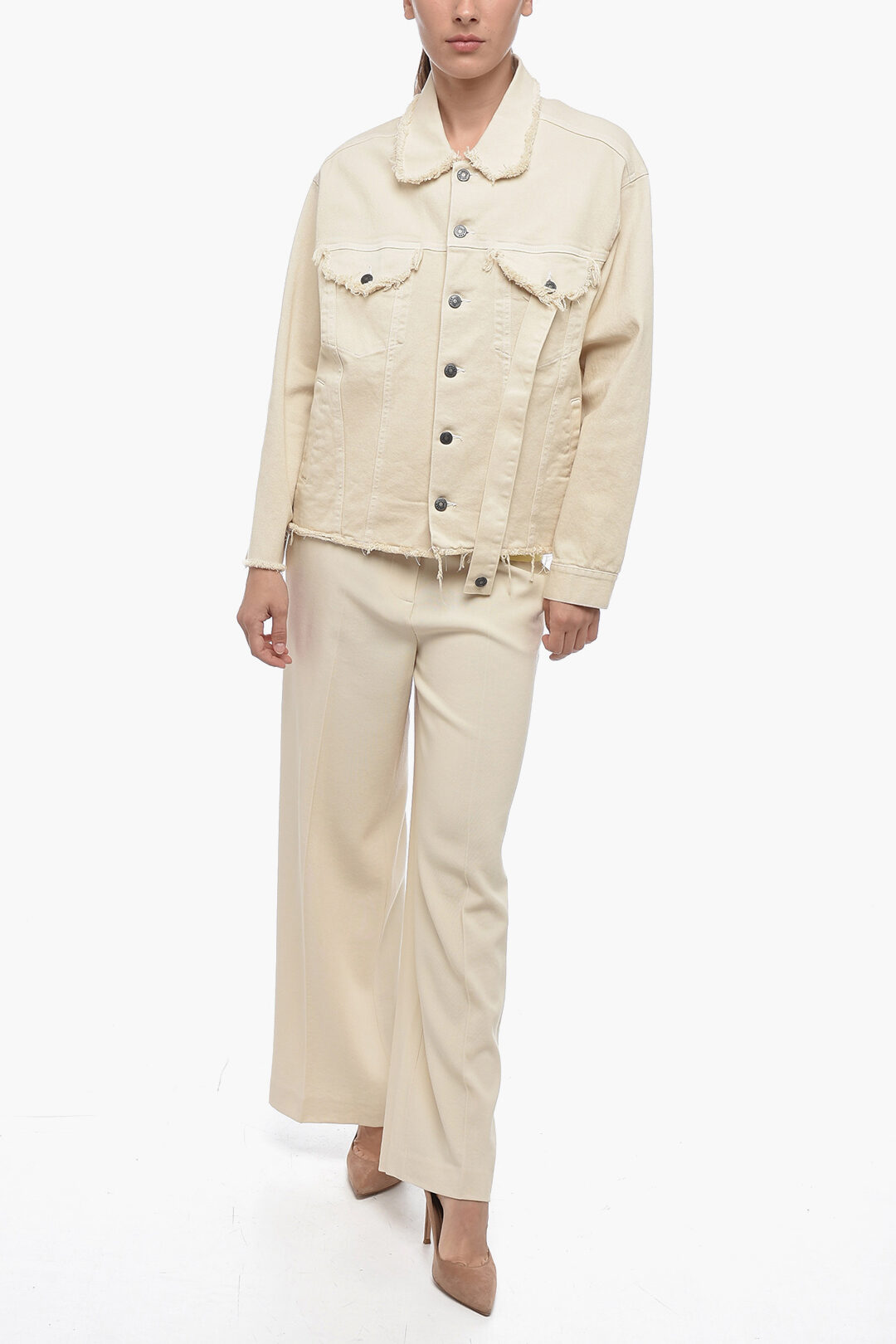 Julfer Dropped Shoulder Denim Jacket with Fringed Detail women ...