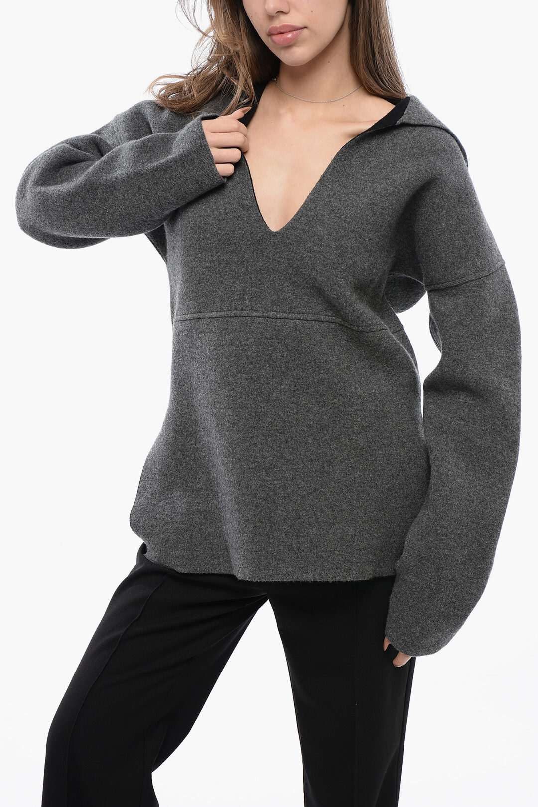 Jil Sander Dropped Shoulder Over Sweater with Sailor Neckline women ...