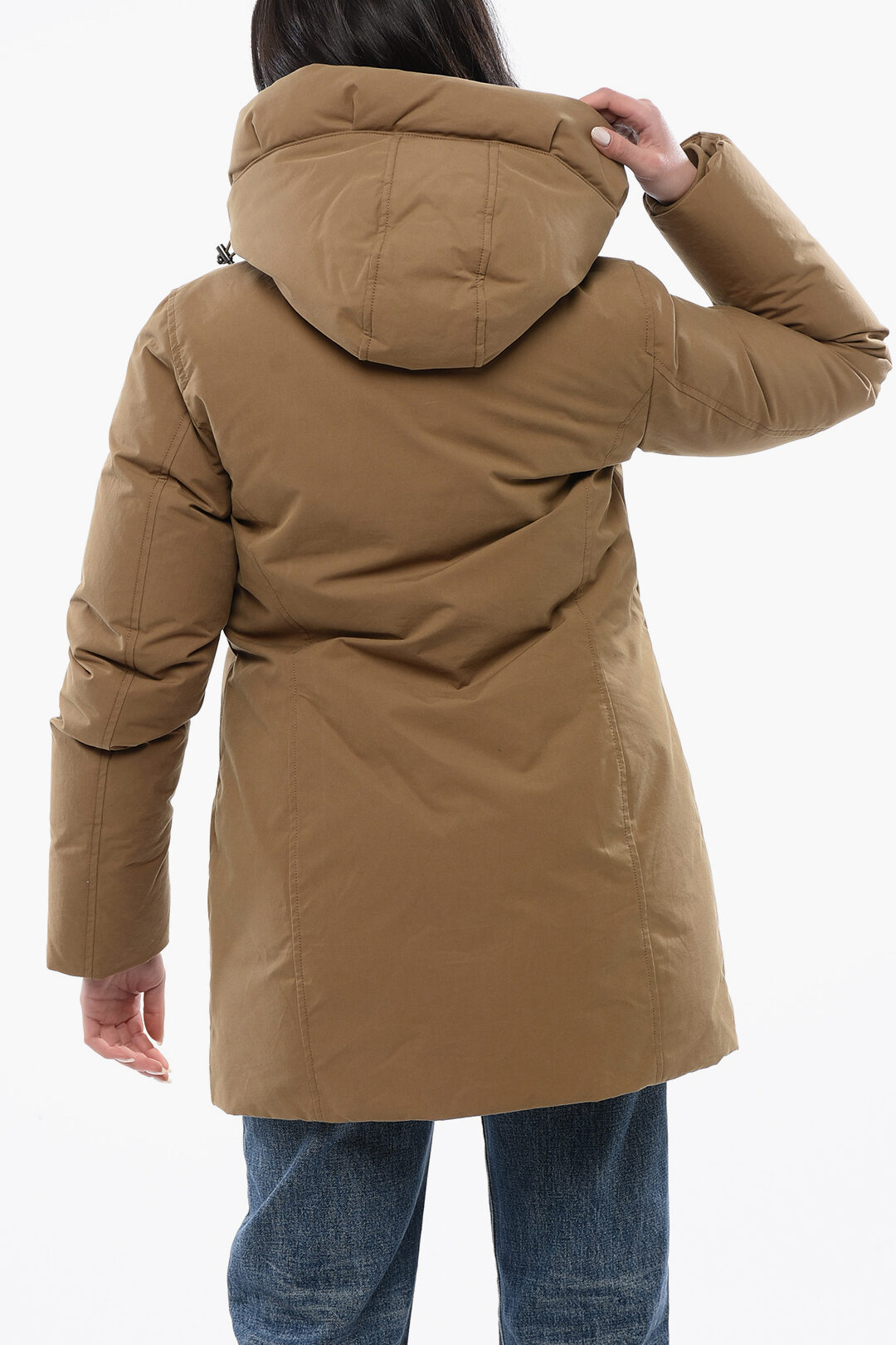 Woolrich ECOPACK Solid Color Down Jacket with Hidden Closure women ...