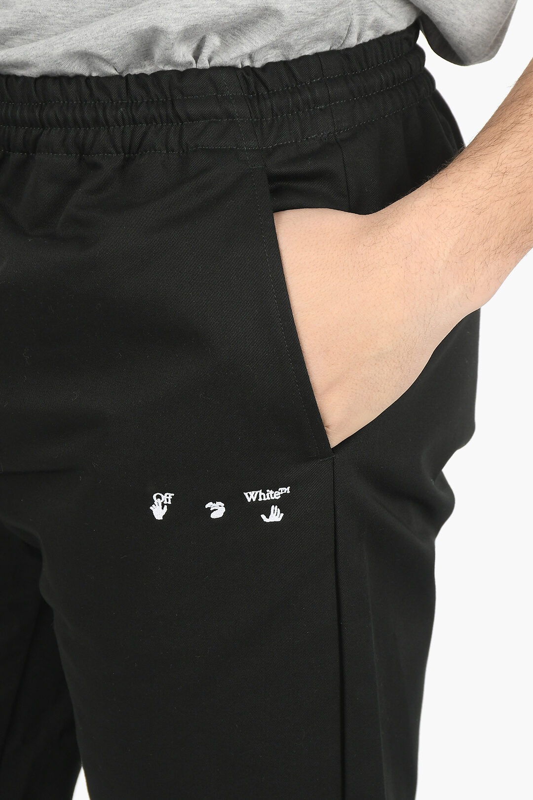 Off-White Elastic Waistband OW LOGO Cotton Pants men - Glamood Outlet