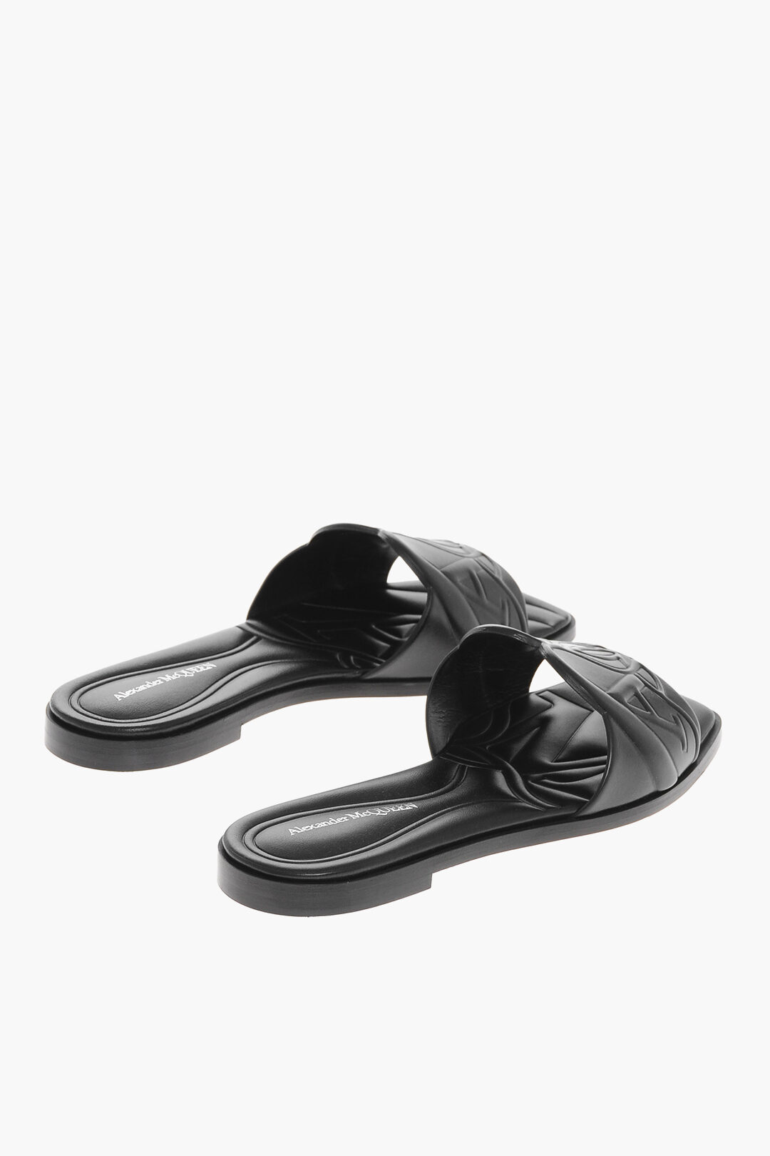Alexander McQueen Embossed Leather Sliders with Cuir Sole women ...