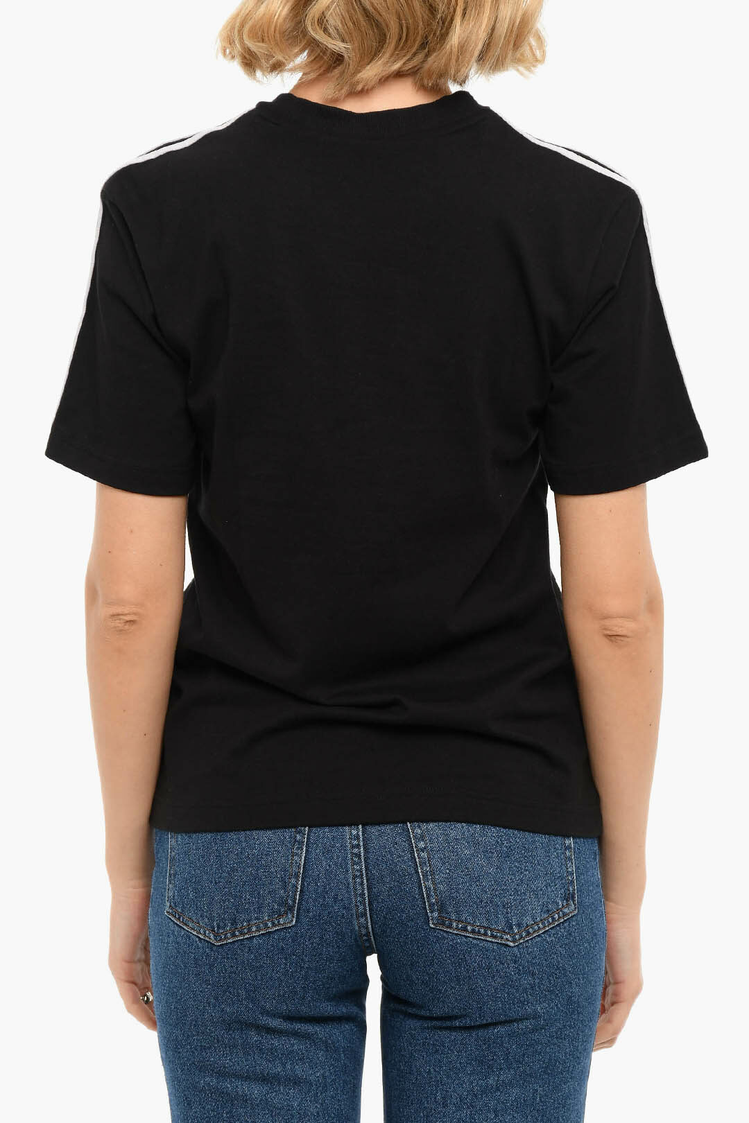 Adidas Embroidered Logo Contrasting Bands Short Sleeves T-shirt women ...