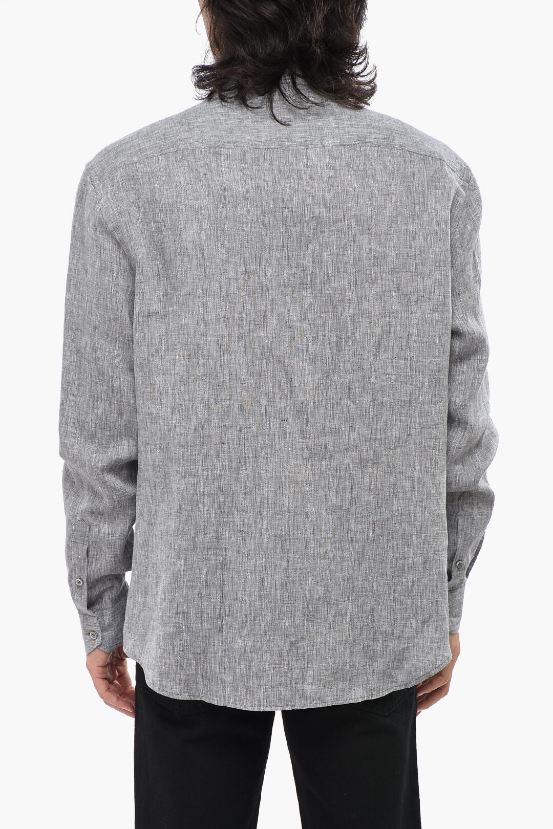 Armani EMPORIO Linen Shirt with Band Collar men - Glamood Outlet
