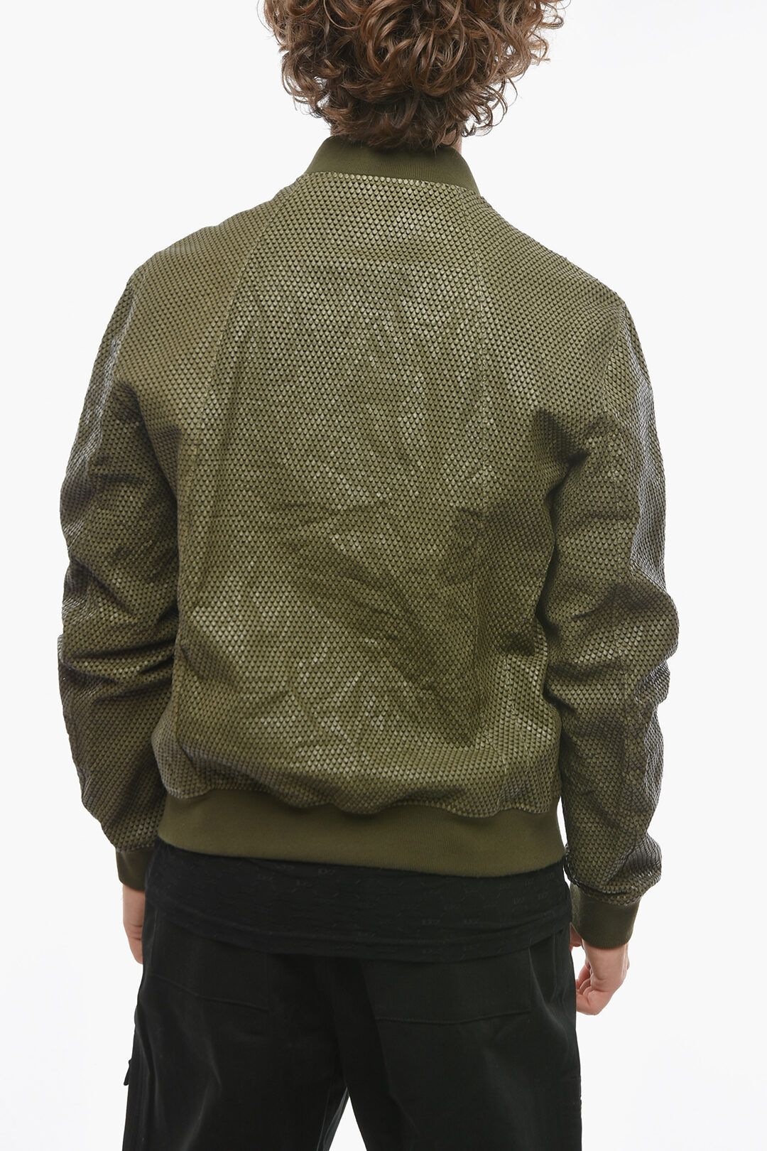 Armani EMPORIO Python Effect Lambskin Bomber Jacket with Zipped ...