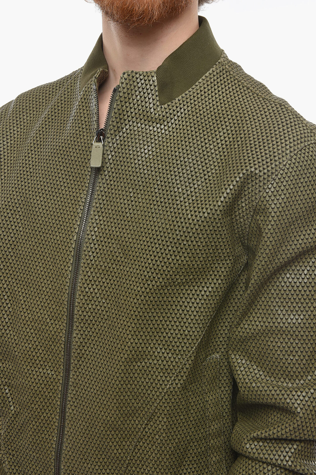 Armani EMPORIO Python Effect Lambskin Bomber Jacket with Zipped ...