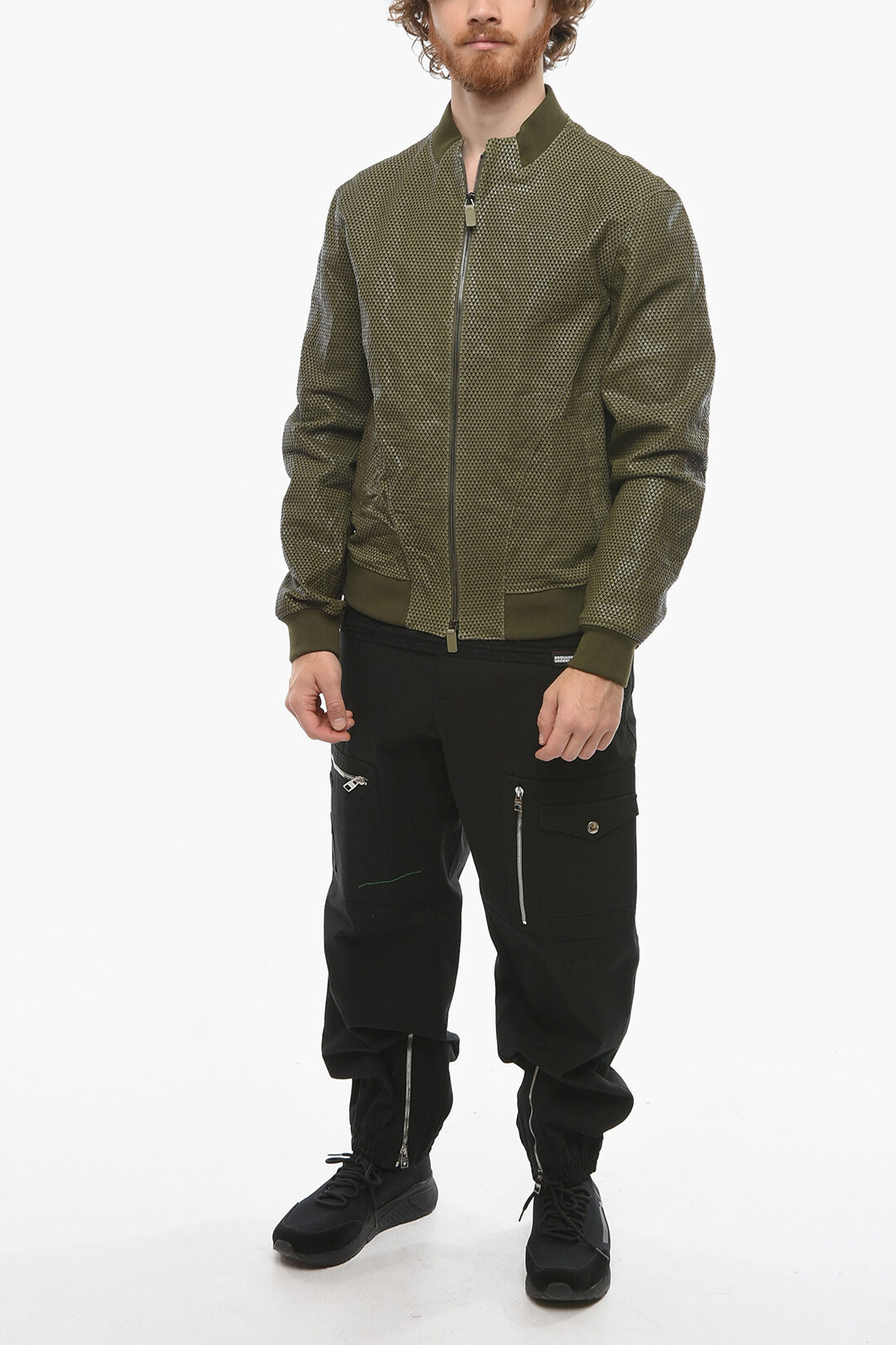 Armani EMPORIO Python Effect Lambskin Bomber Jacket with Zipped ...