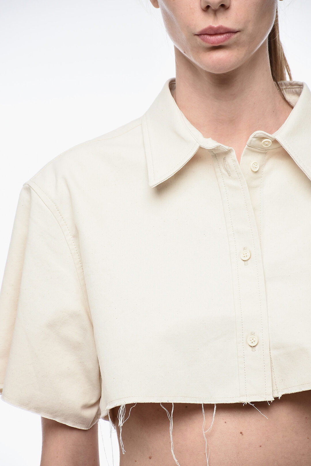 Heron Preston EXRAY Cropped Fit Shirt with Raw-cut Edges women ...