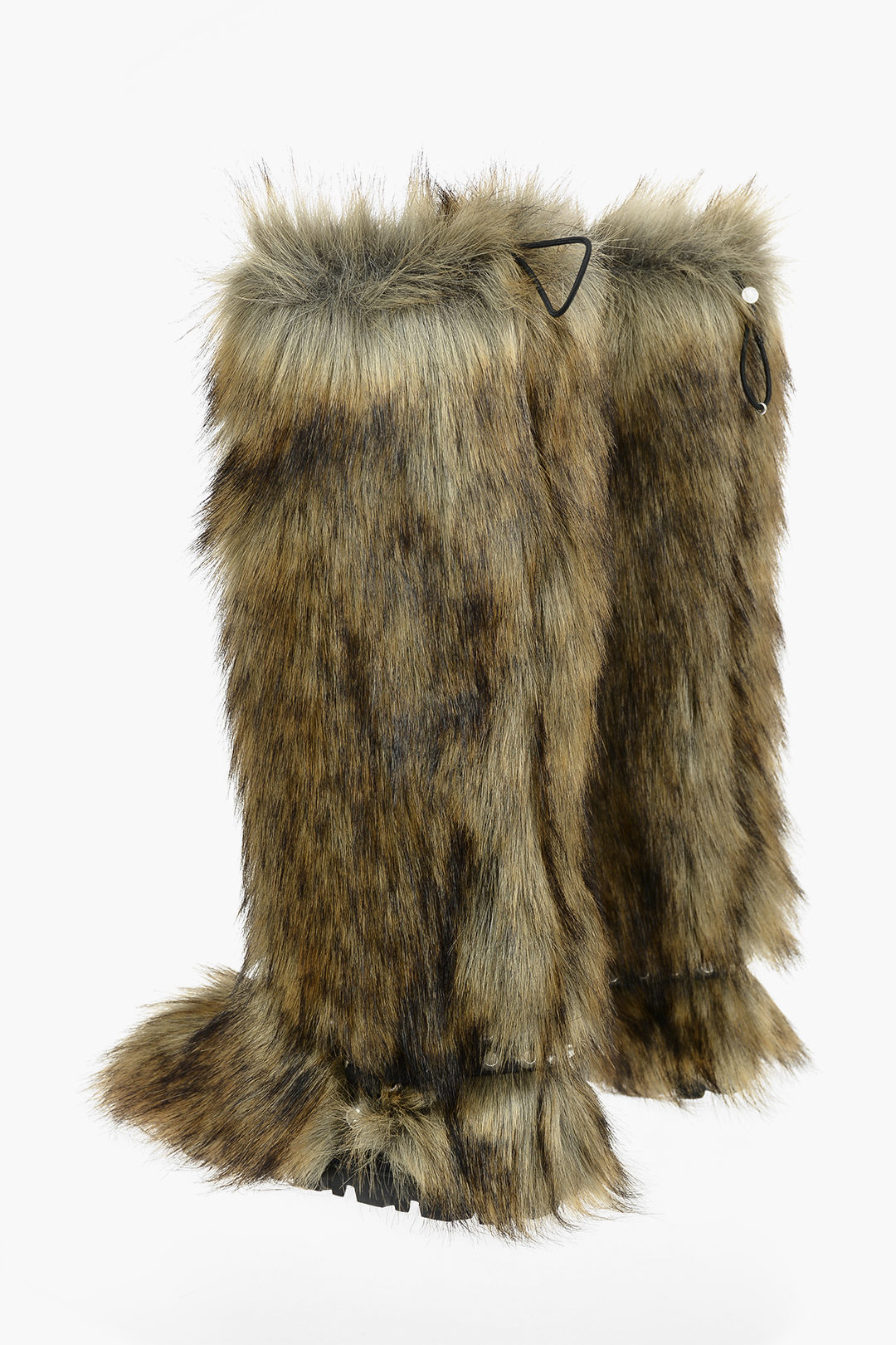 Miu Miu Faux-furred Knee-high Boots embellished with Studded Buckle ...