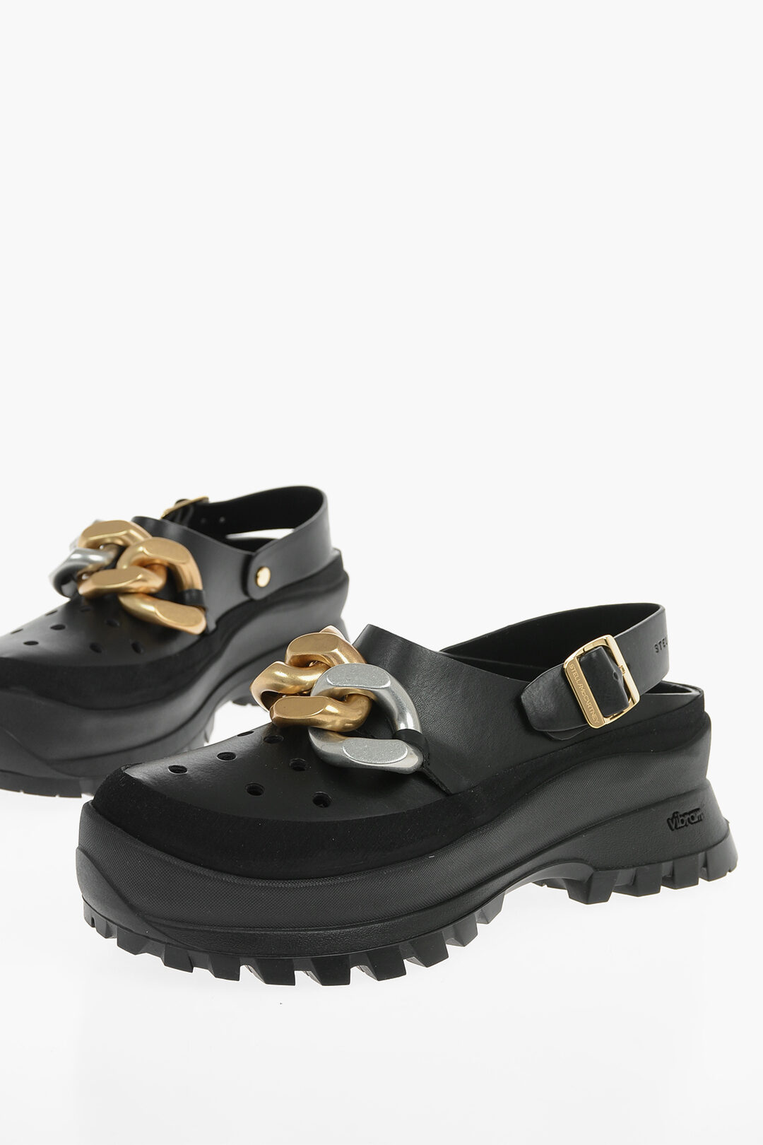 Stella McCartney Faux-leather TRACE FALABELLA Clogs with Gold-toned ...