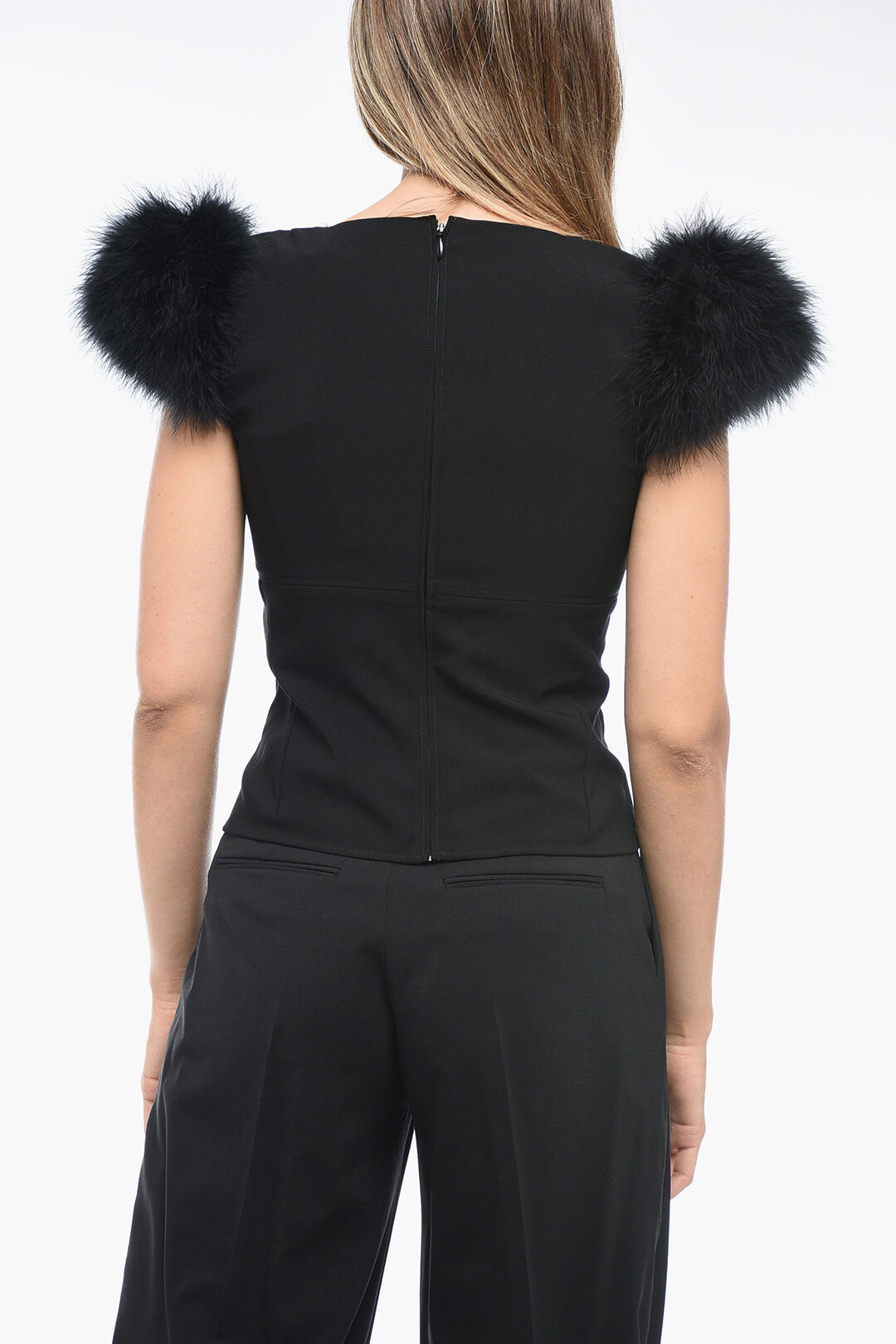 Dsquared2 Feathered Detail GOTH BRA Crop Top women - Glamood Outlet
