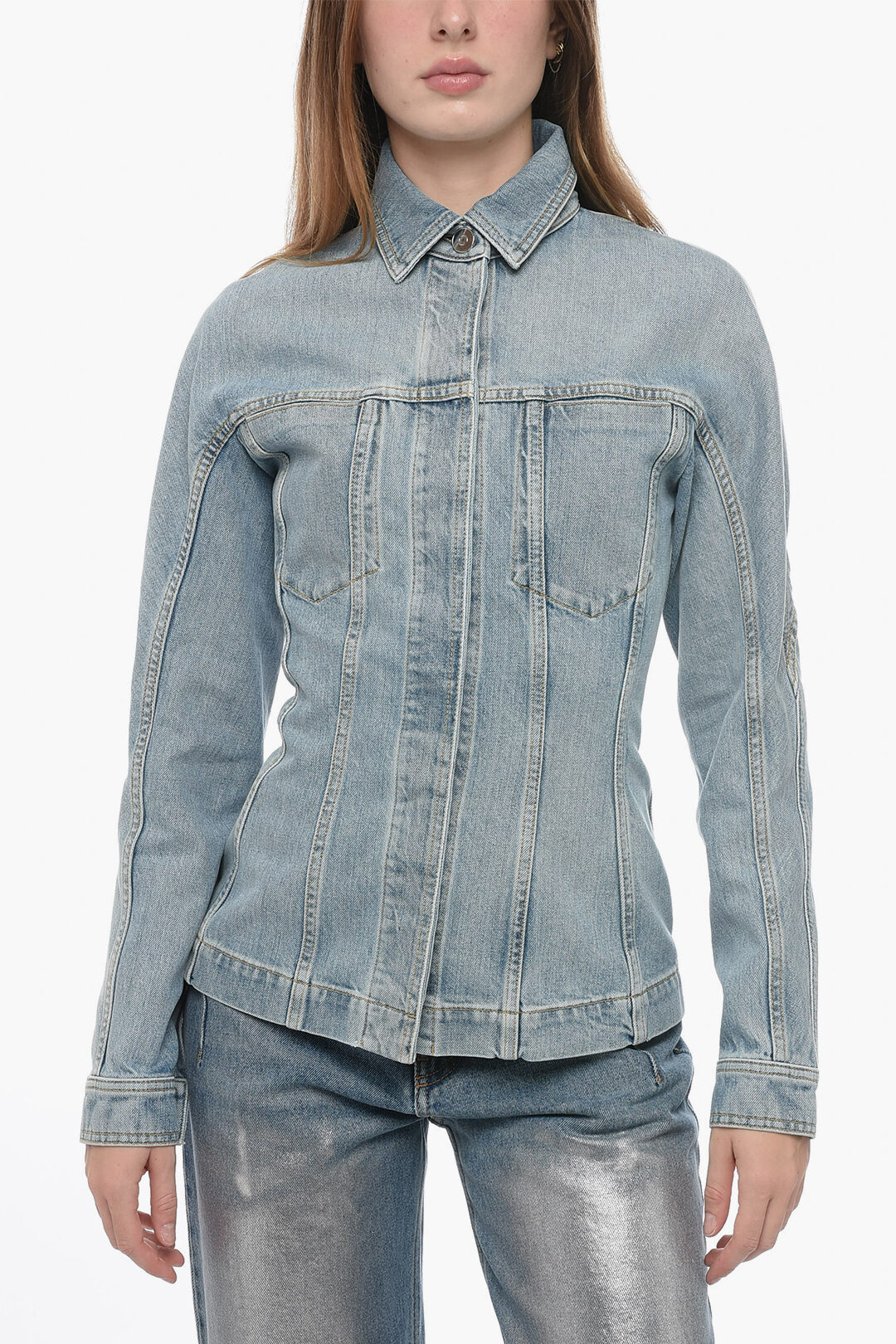 Alaia Fitted Denims Jacket with Visible Stitchies women - Glamood Outlet