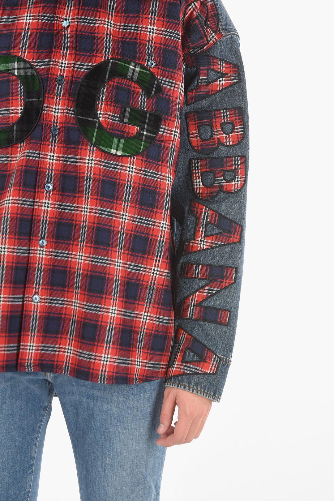 Dolce & Gabbana Flannel Denim Over Shirt with Lettering Logo Patch men ...