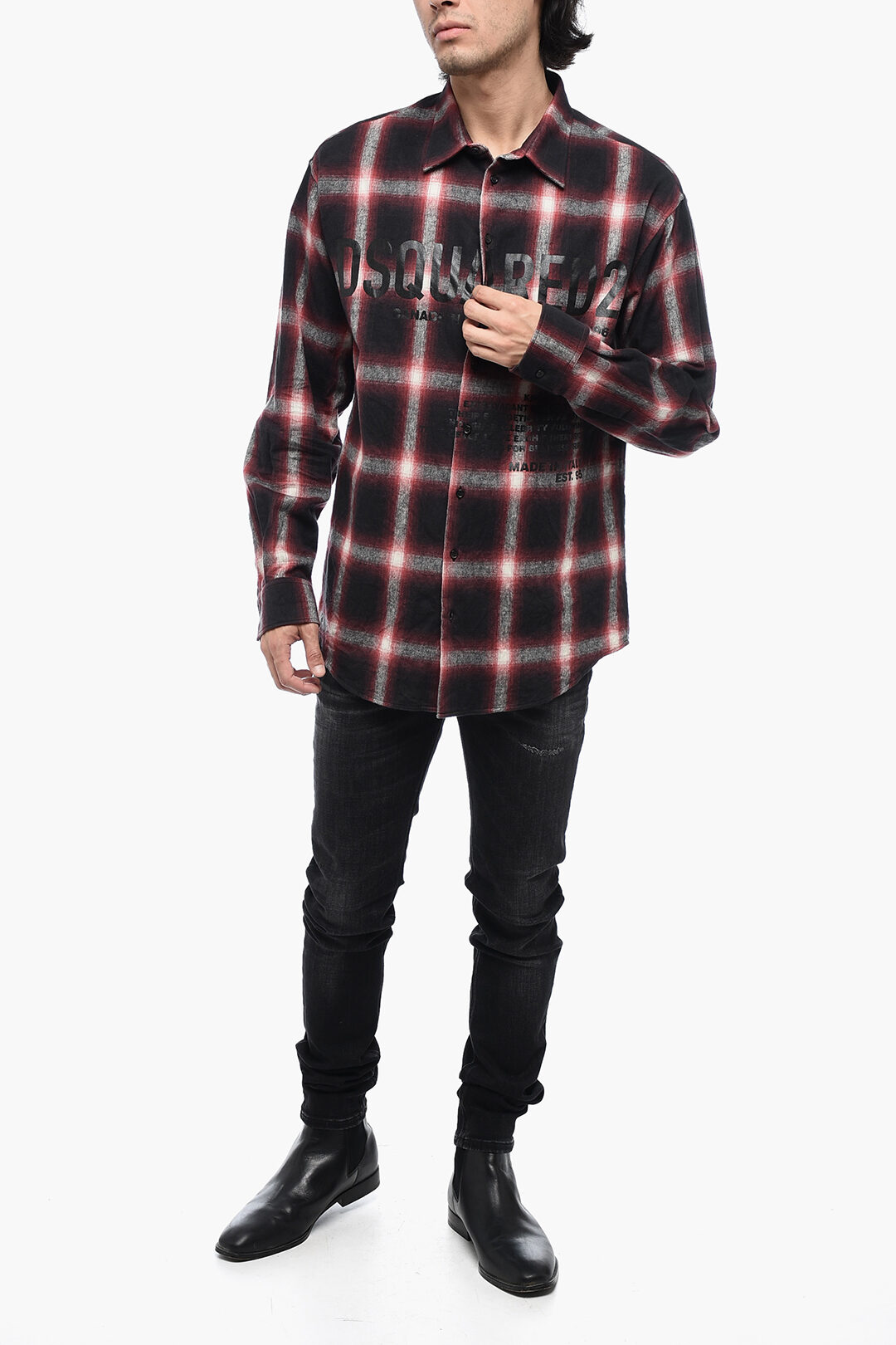Dsquared2 Flannel Shirt with Lettering Print men - Glamood Outlet