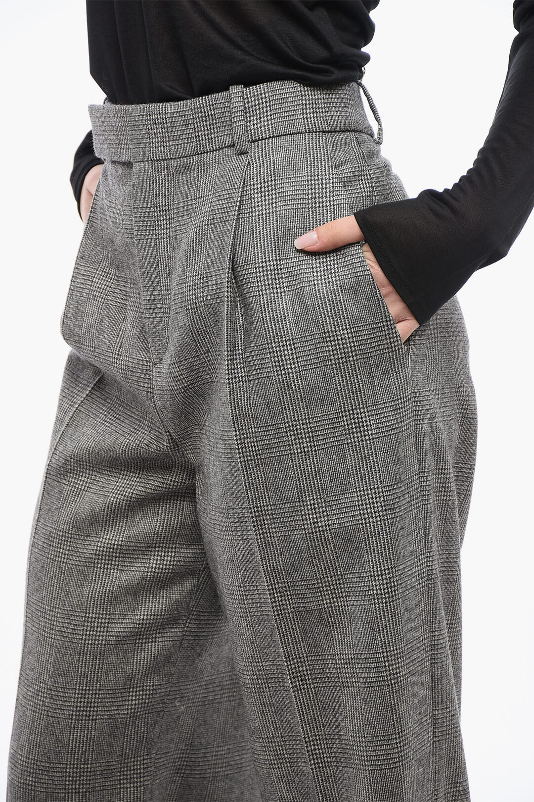 Saint Laurent Flared Prince of Wales Pants women - Glamood Outlet