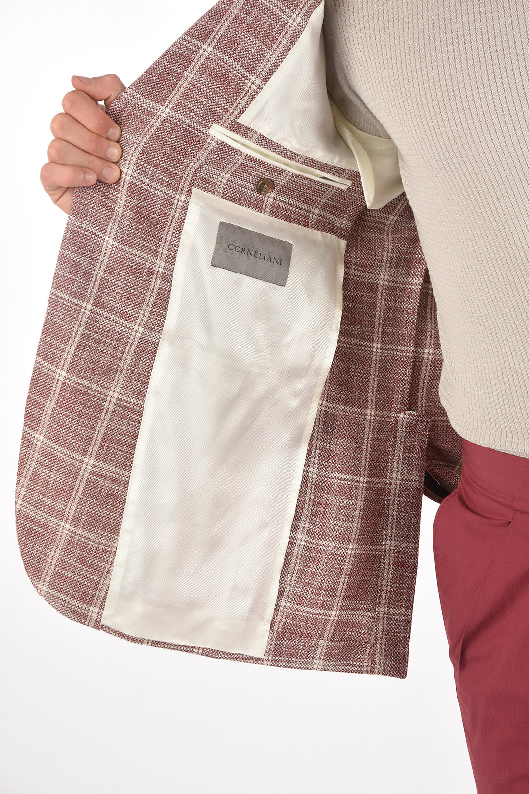 Corneliani Flax Blend GATE Blazer with Windowpane Check Pattern men ...