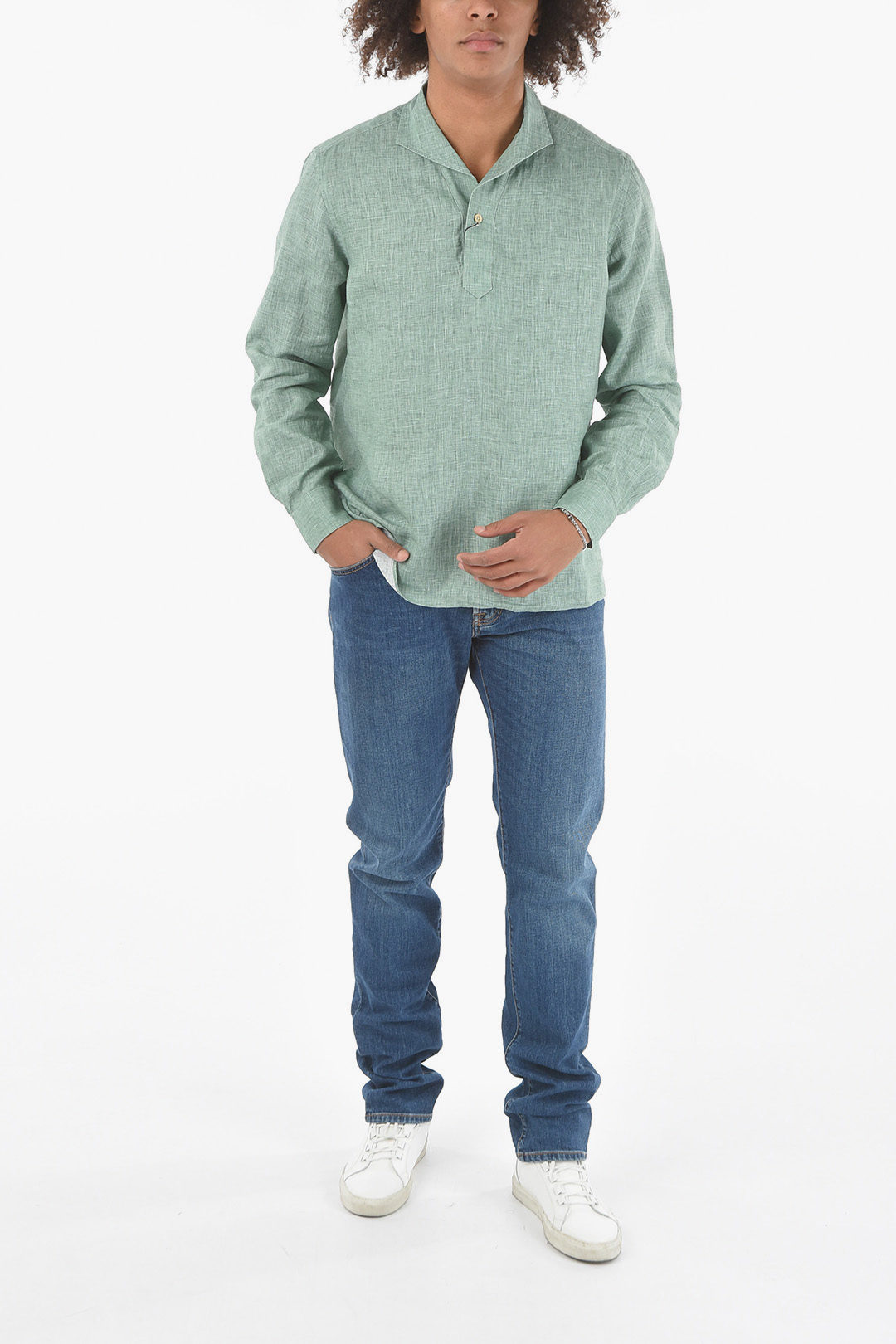 Corneliani Flax Polo Shirt with Notch Collar men - Glamood Outlet