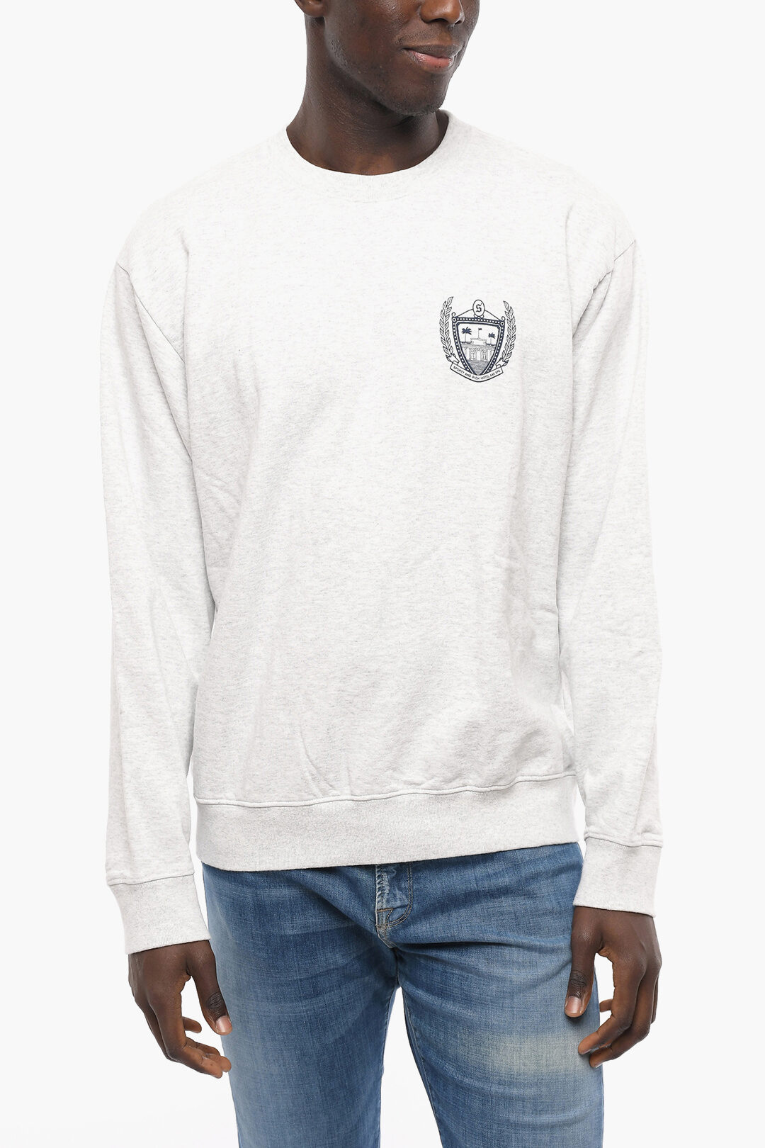 Sporty & Rich Fleeced Cotton Crew-neck Sweatshirt with Printed Logo men ...