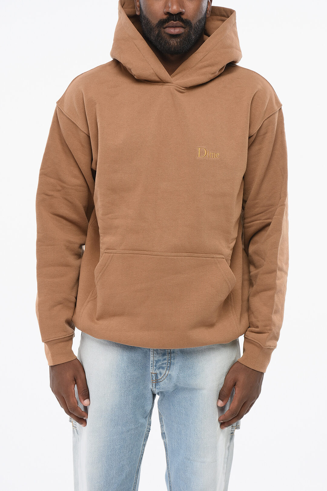Dime Fleeced-Cotton Hoodie with Patch Pocket men - Glamood Outlet