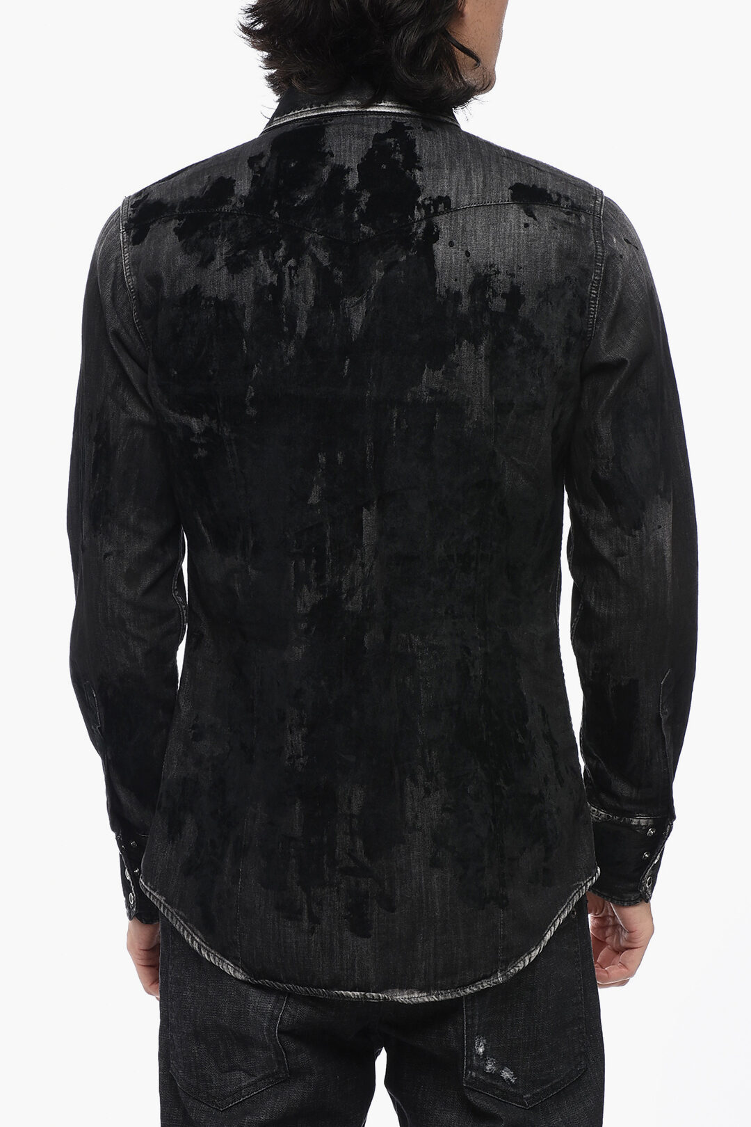 Dsquared2 Flocked Denim Shirt with Double Breast Pocket men - Glamood ...