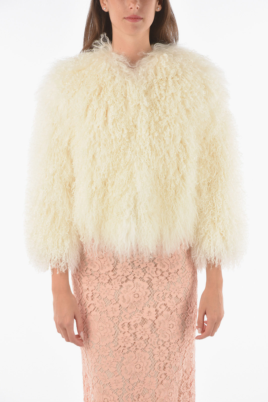 Saint Laurent Flush Pocket Goat Fur Crop Coat women - Glamood Outlet