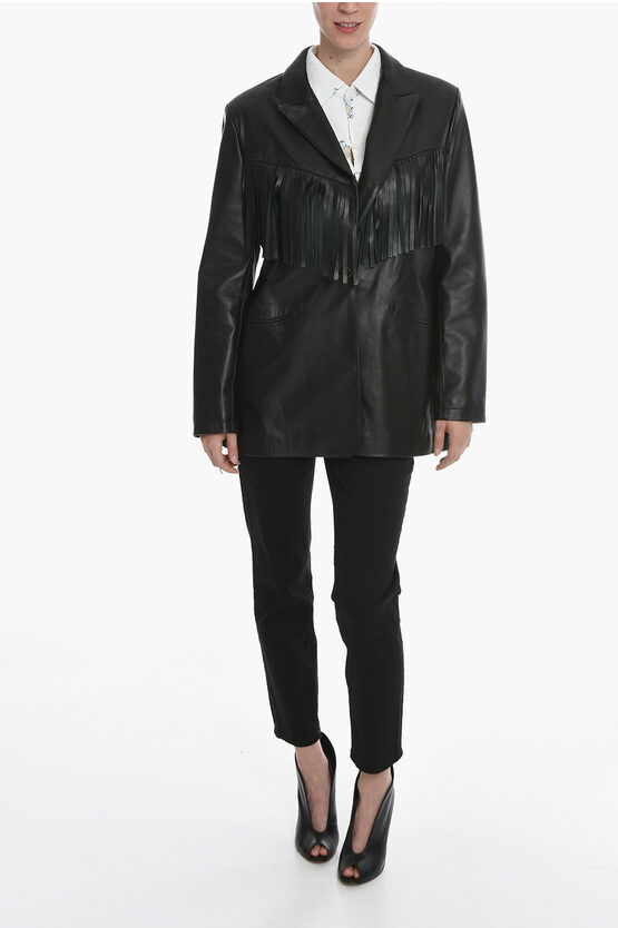 Washington Dee Cee Fringed Single Breasted Leather Blazer women - Glamood Outlet