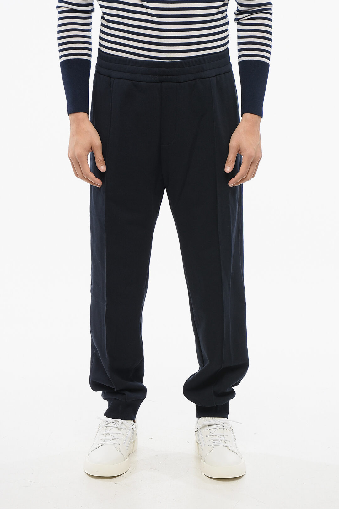 Versace Front Pleated Cotton Sweatpants with Embroidered Logo men ...