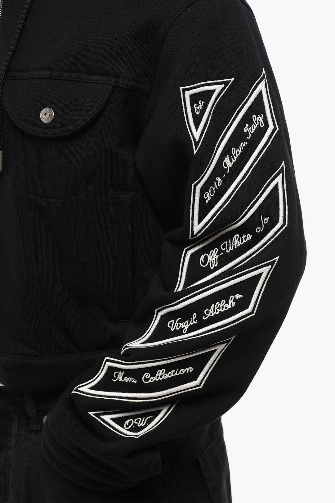 Off-White Front Ziped VARSITY DIAG Hoodie with Utility Pockets men ...