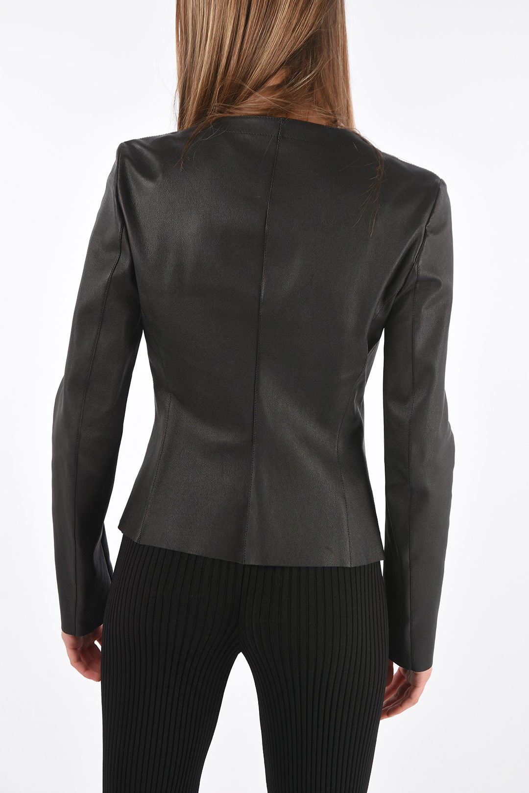 DROMe Front Zipped Leather Jacket with Raw Cut Edges women - Glamood Outlet