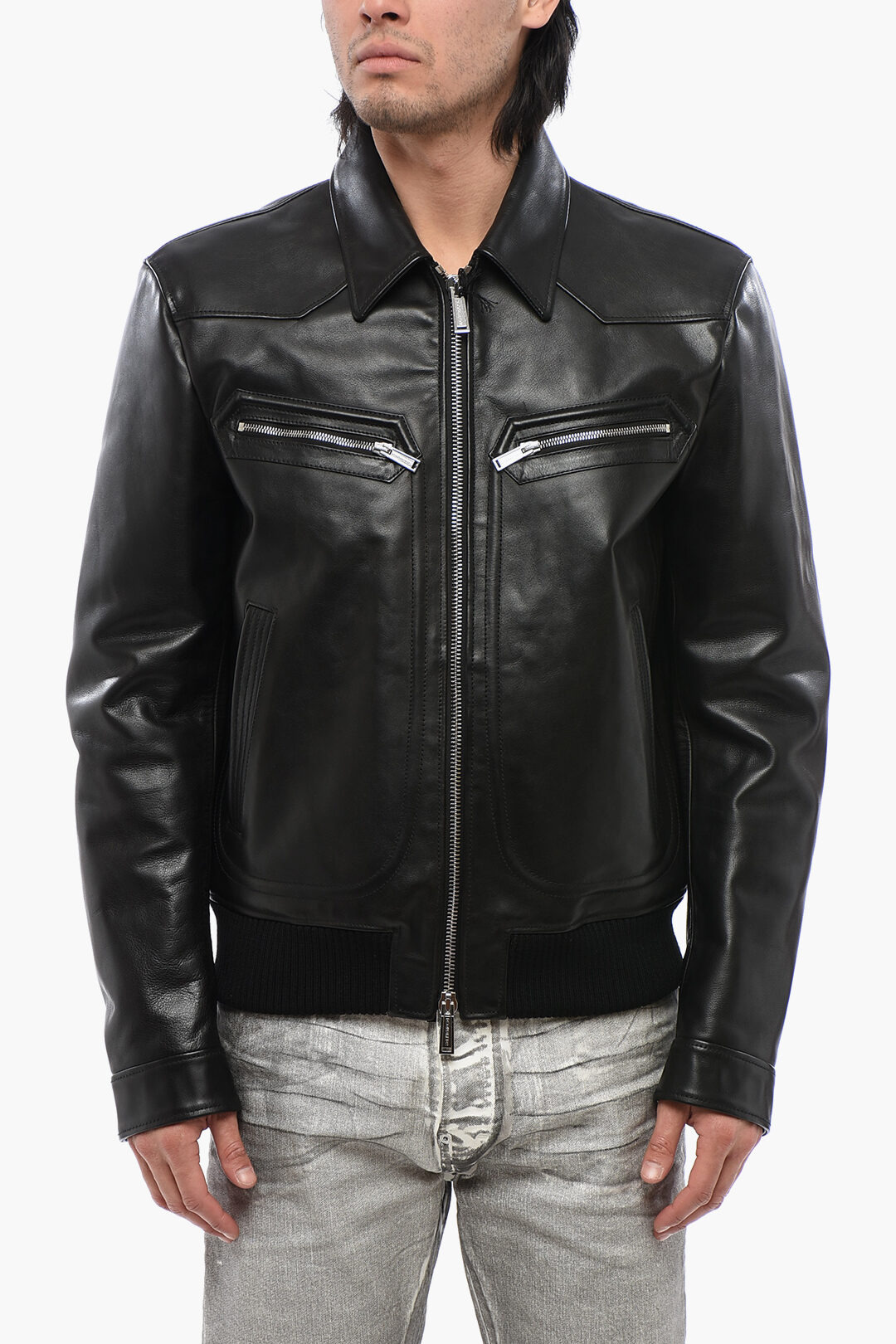 Dsquared2 Front Zipped Leather Jacket men - Glamood Outlet